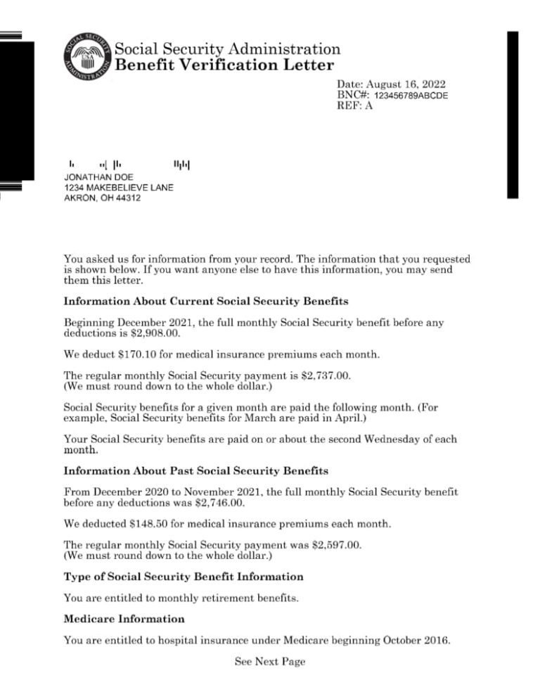 Sample Social Security Award Letter - Sensible Senior Planning